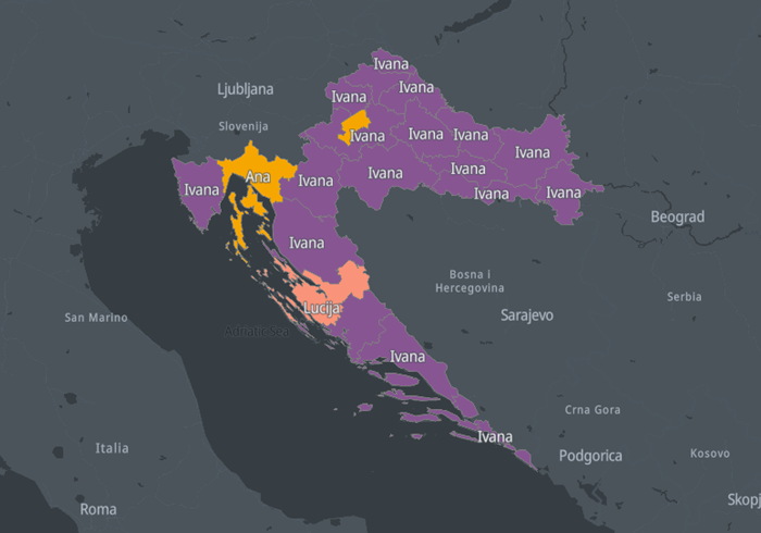 INTERAKTIVNA KARTA Provjerite koje se ime najčešće davalo djeci u Lici ...